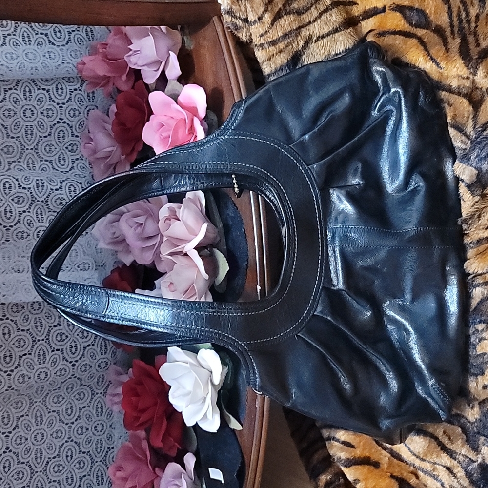 Coach Ergo Pleated Patent Leather Shoulder Bag - Gem